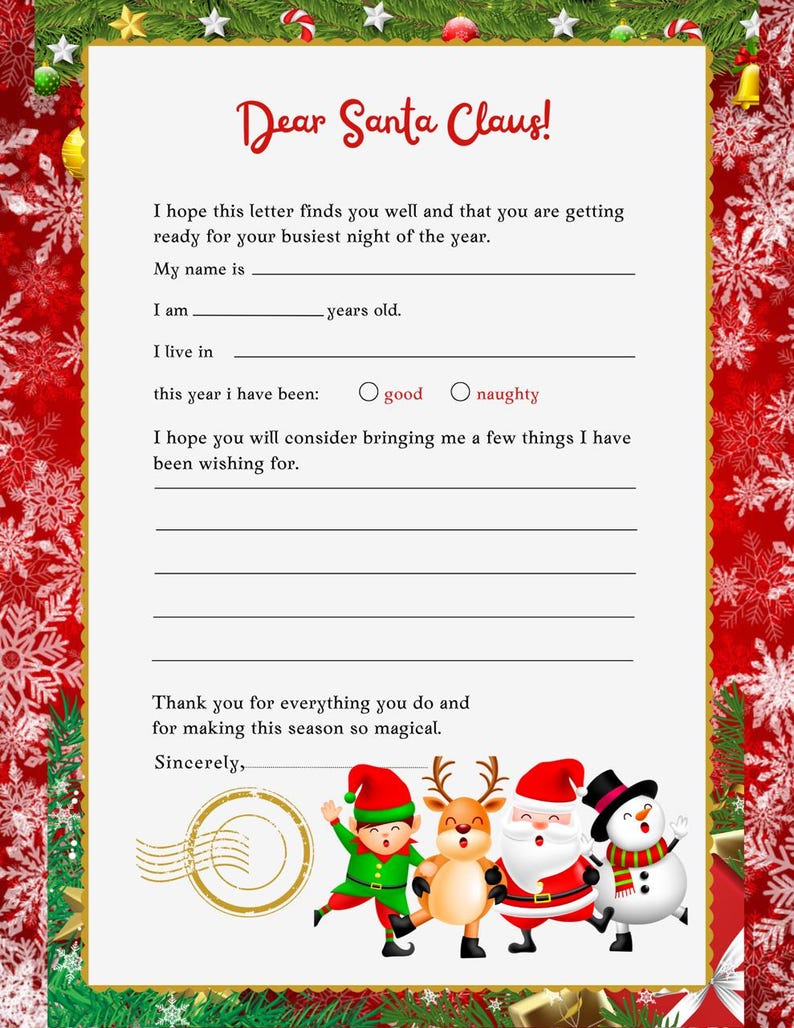Santa Letter, Carta Para Santa, Santa Claus, Papa Noel - Etsy