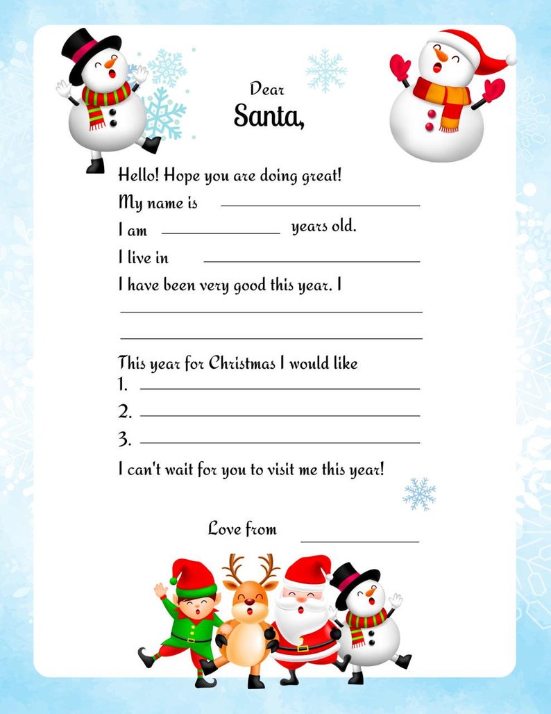 Santa Letter, Carta Para Santa, Santa Claus, Papa Noel - Etsy