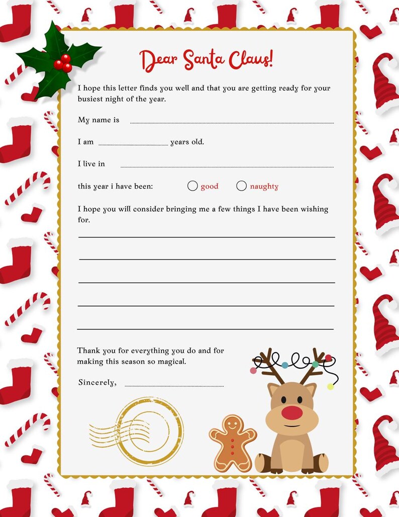 Santa Letter, Carta Para Santa, Santa Claus, Papa Noel - Etsy