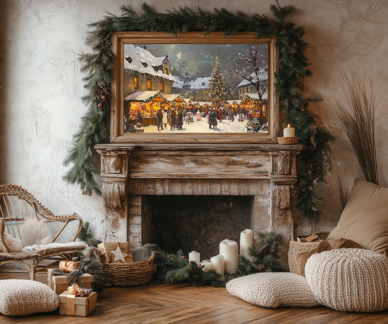 Victorian Christmas Market, Vintage Christmas ,winter Landscape ...