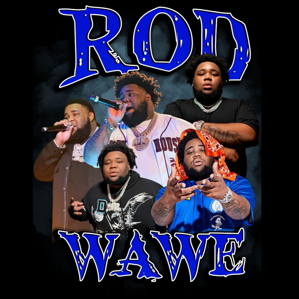 ROD WAVE T Shirt Design. PNG Digital 4500x5100 Px. Football, Retro, 90s ...