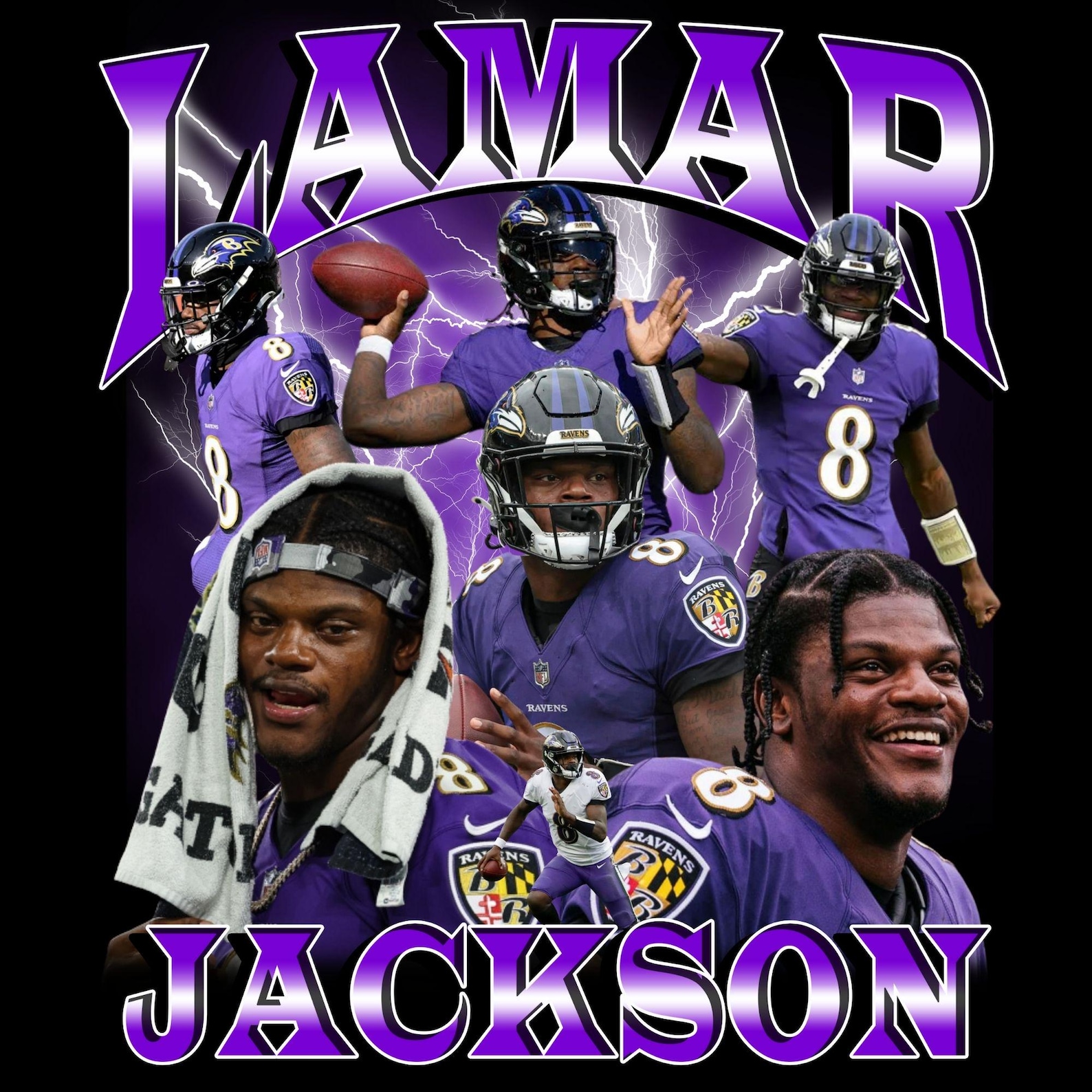LAMAR JACKSON T Shirt Design. PNG Digital 4500x5100 Px. Football, Retro ...