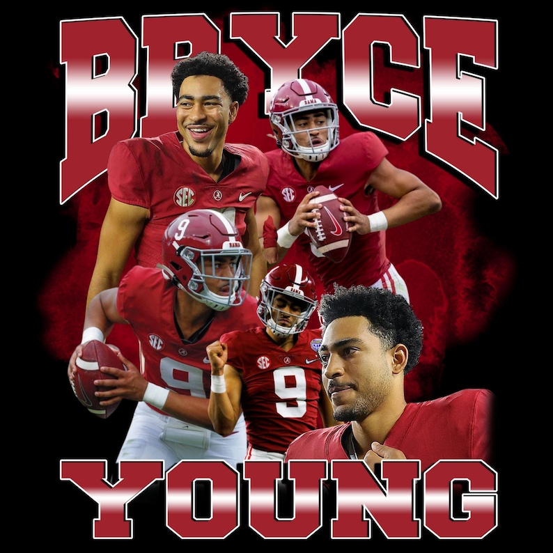 BRYCE YOUNG T Shirt Design. PNG Digital 4500x5100 Px. Football, Retro ...