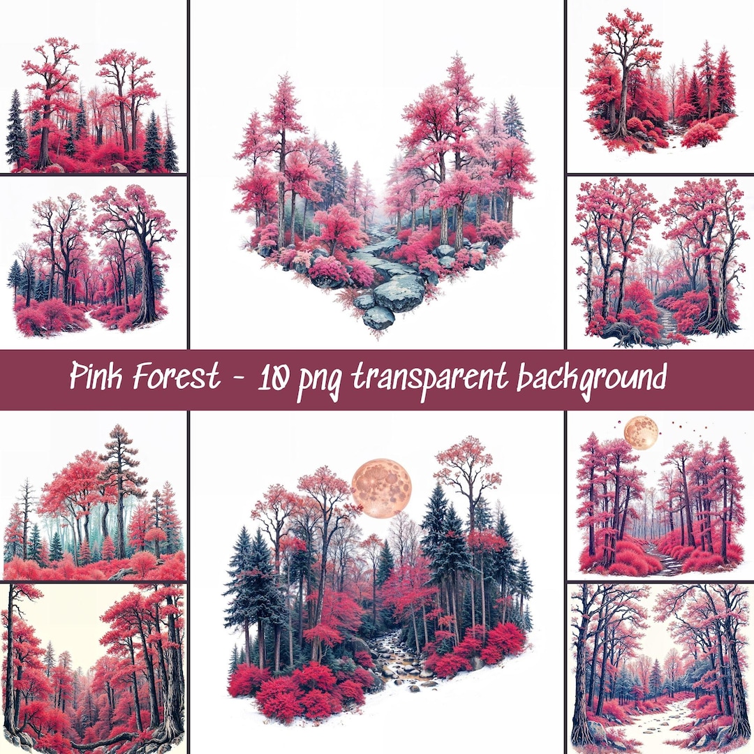 Pink Forest With a Charming Path and a Babbling River 10 PNG ...