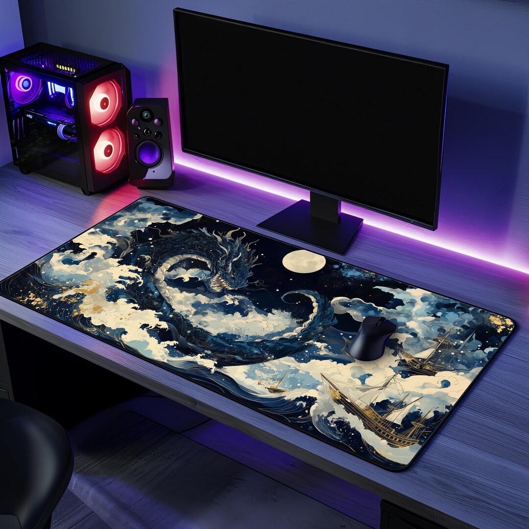 Sea Dragon Desk Mat, Mythical Mouse Pad for Fantasy Fans, Nautical ...