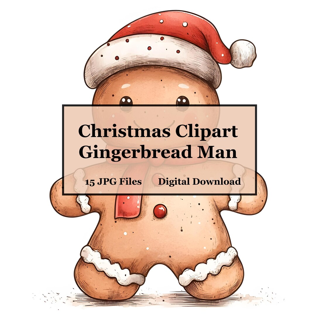 15 Christmas Gingerbread Man Clipart, Jpgs, Digital Download, Print ...