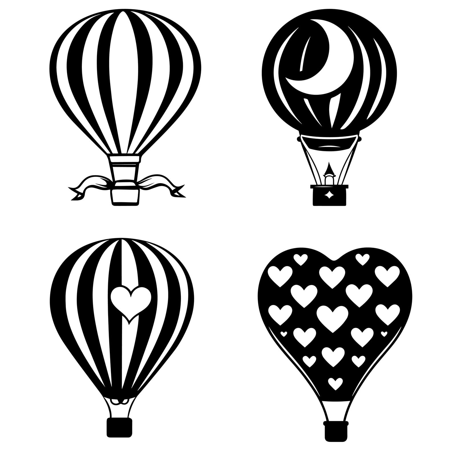 Hot Air Balloons SVG 16 Clipart Bundle: Engrave Laser, Print ...