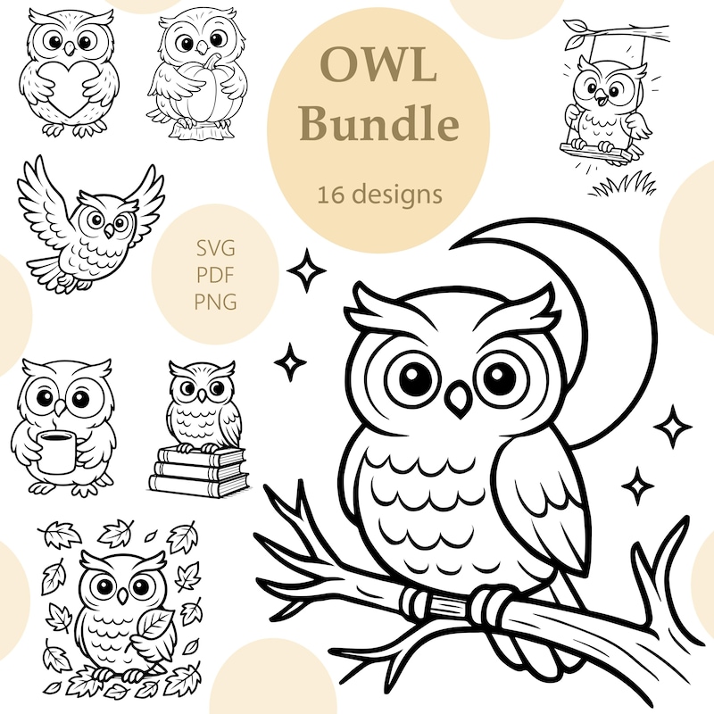 Owl Print Black & White - Etsy