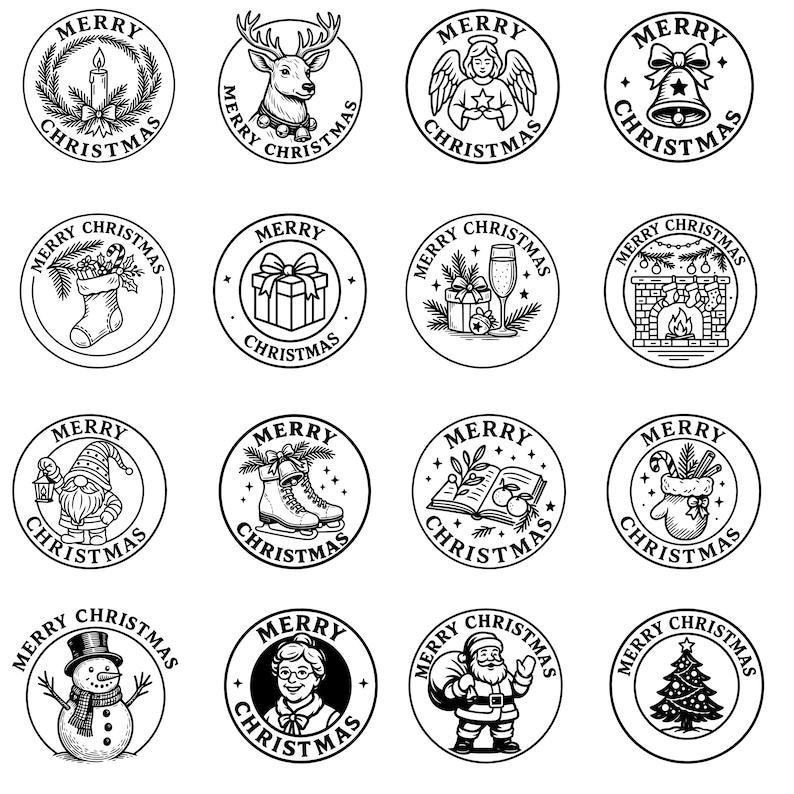 Merry Christmas SVG 16 Vector Clipart Bundle: Laser Engraving, Print ...