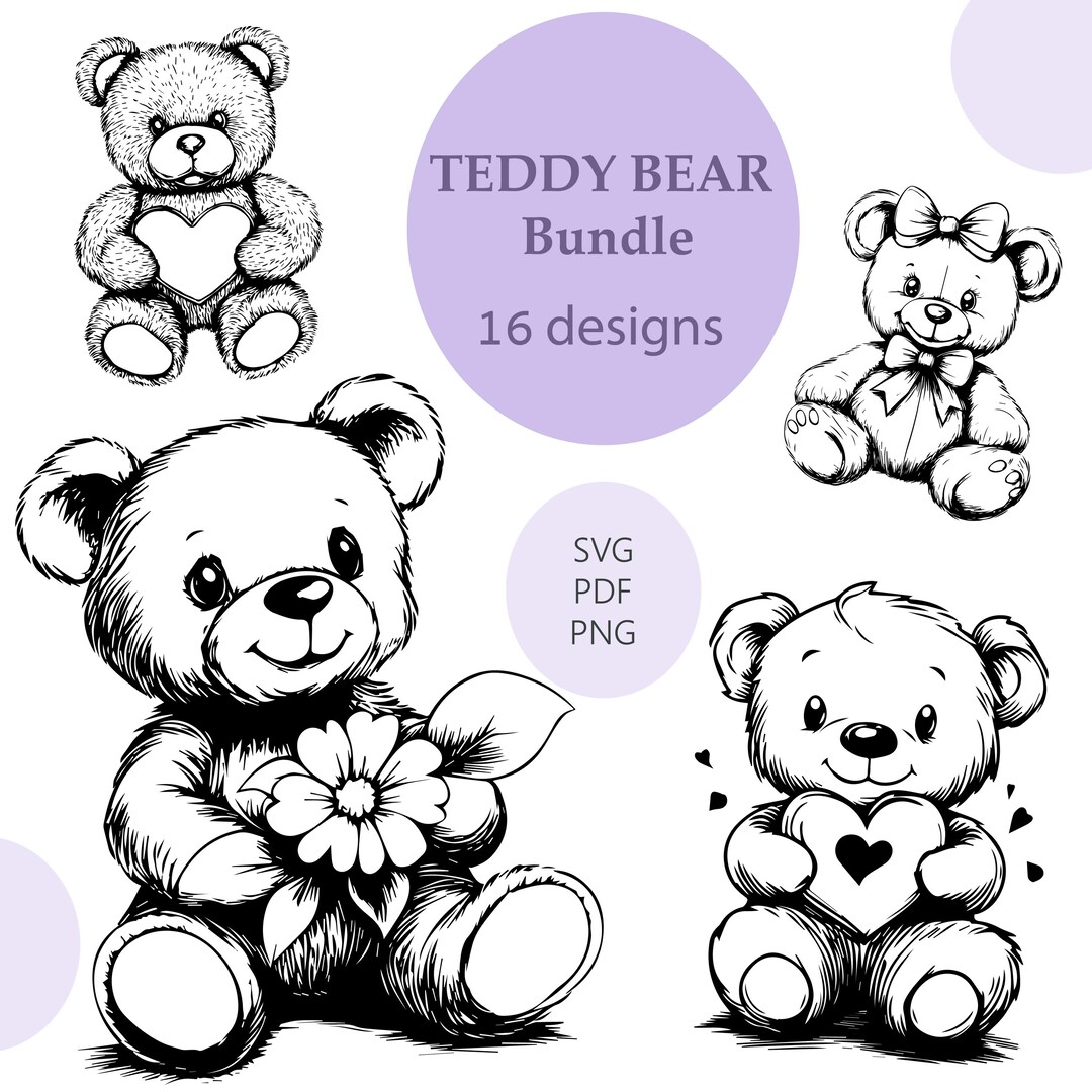 Teddy Bear Bundle SVG/ Engrave File/ Printing File/ Teddybear ...