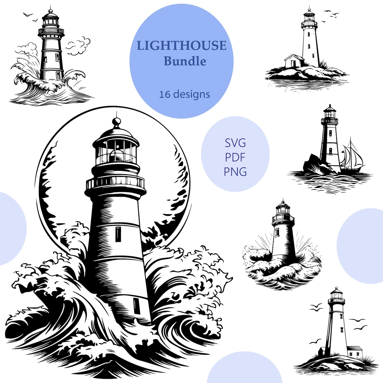 Lighthouse Engrave/svg File/lighthouse Bundle/engrave File/ Printing ...