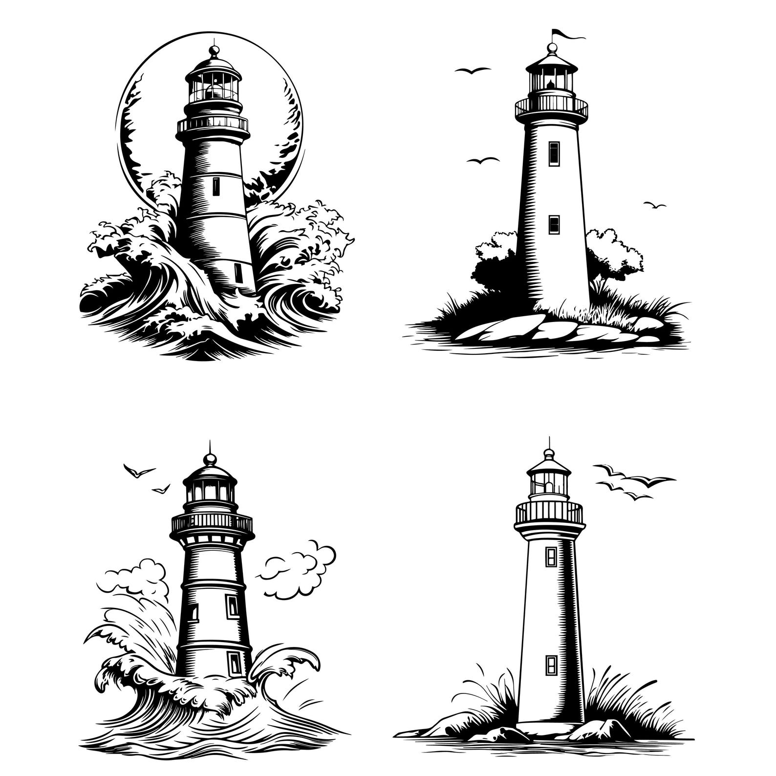 Lighthouse Engrave/svg File/lighthouse Bundle/engrave File/ Printing ...