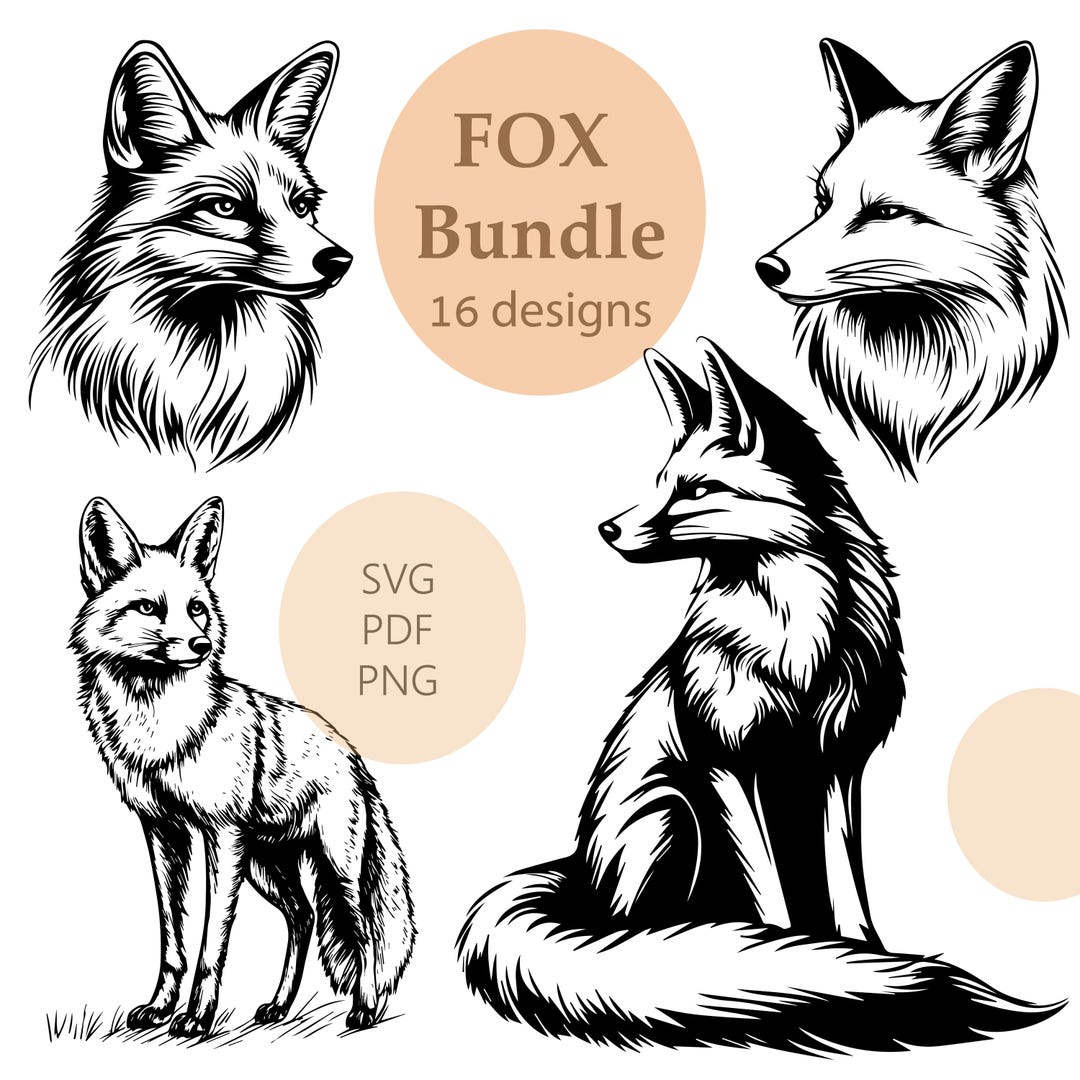 Fox Engrave/ SVG File/ Fox Bundle SVG/ Engrave File/ Printing File/ Fox ...