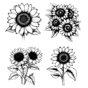 Sunflowers Engrave/svg File/sunflower Bundle/engrave File/printing File ...