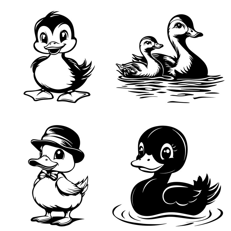 Duck SVG 16 Vector Clipart Bundle: Laser Engraving, Animal Print ...