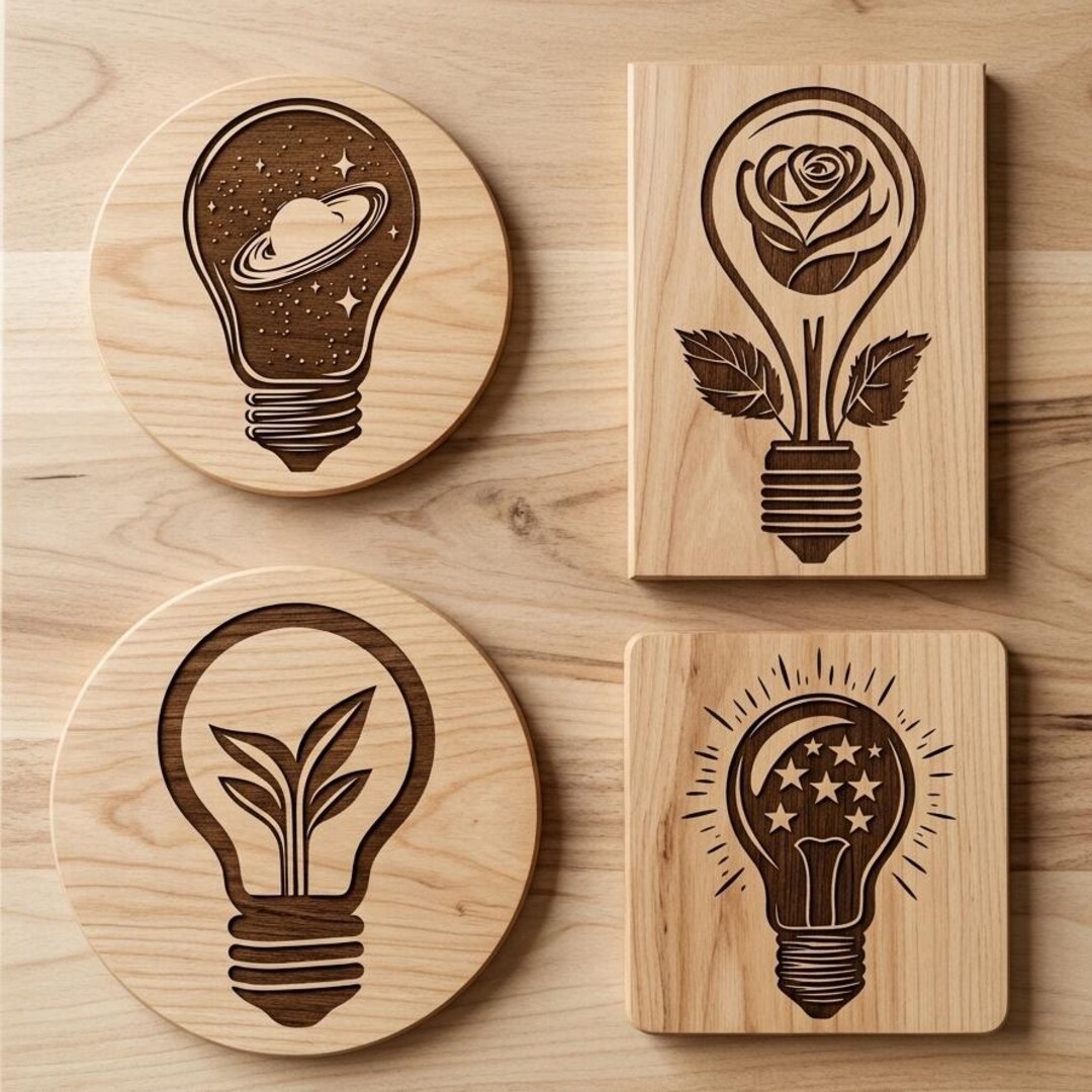 Light Bulb SVG 16 Vector Clipart Bundle: Laser Engraving, Print ...