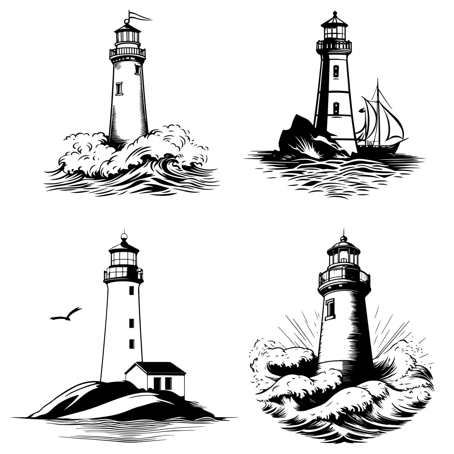 Lighthouse Engrave/svg File/lighthouse Bundle/engrave File/ Printing ...