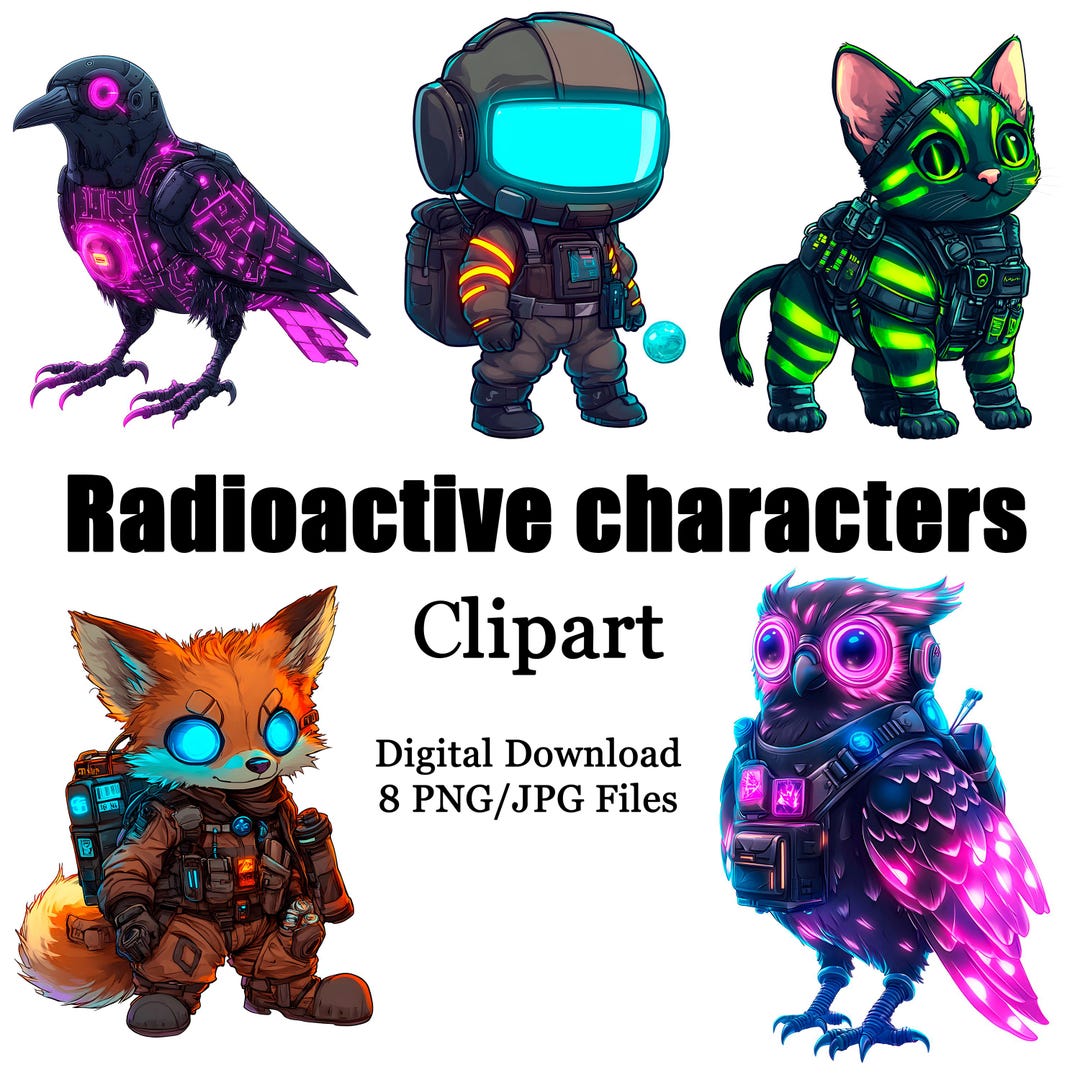 8 Radioactive Characters Clipart, Pngs/jpgs, Digital Download ...