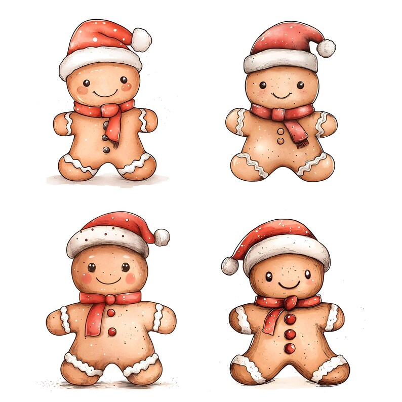 15 Christmas Gingerbread Man Clipart, Jpgs, Digital Download, Print ...