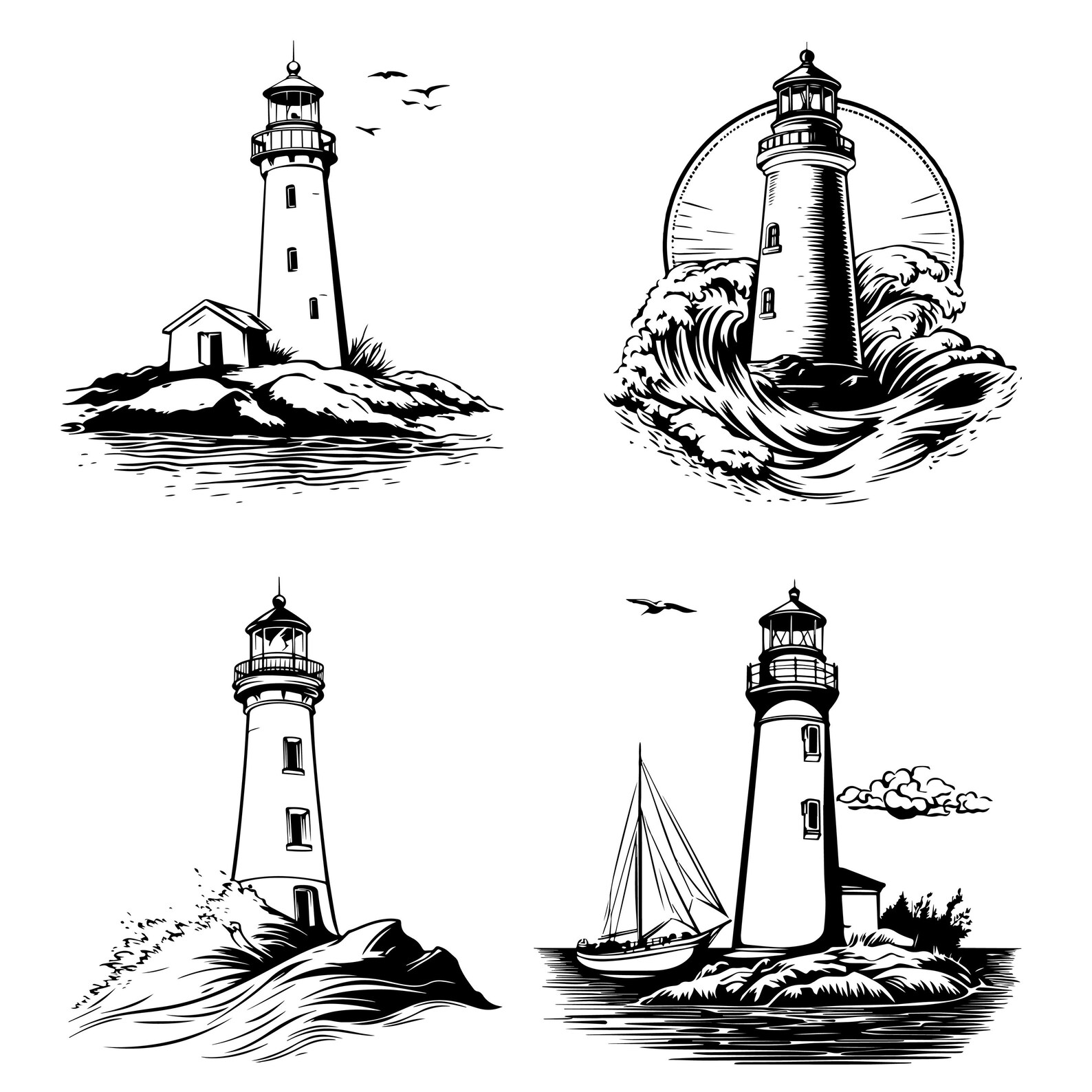 Lighthouse Engrave/svg File/lighthouse Bundle/engrave File/ Printing ...
