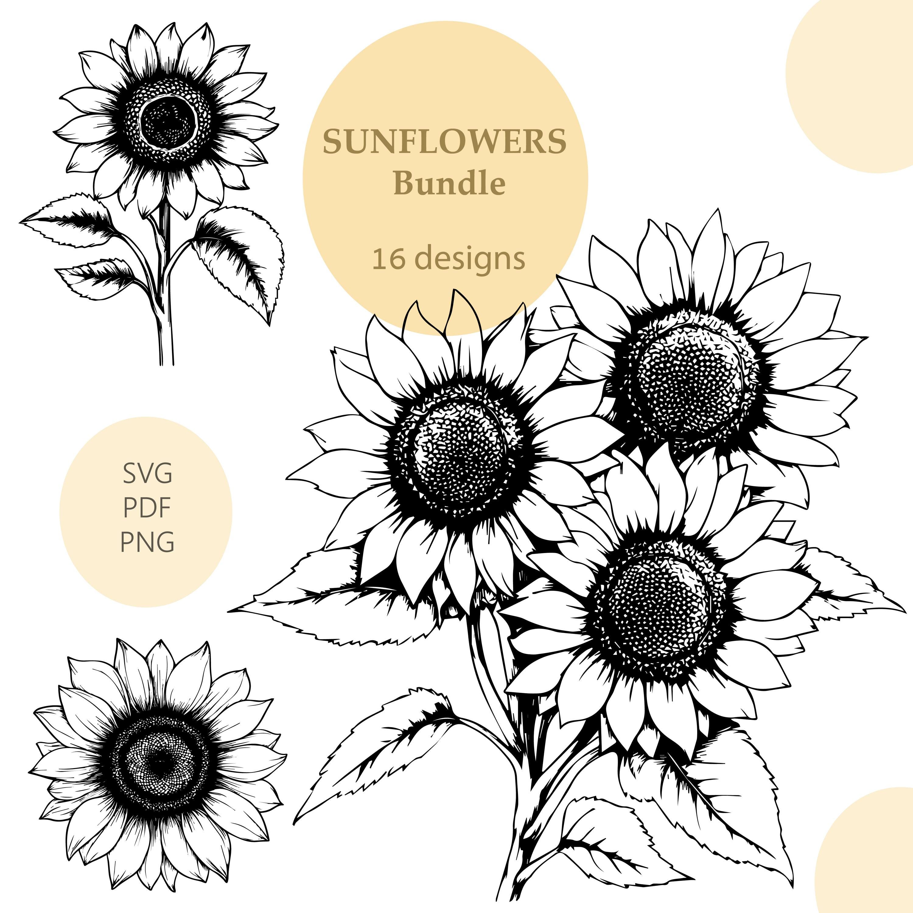 Sunflowers Engrave/svg File/sunflower Bundle/engrave File/printing File ...