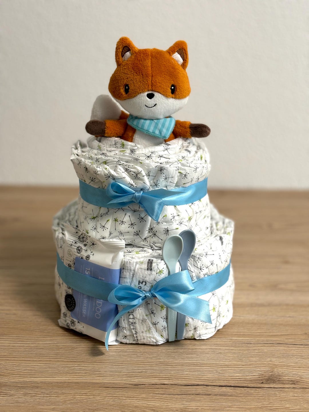Diaper Cake for Boys With Stuffed Animal. Perfect Gift for a Birth ...