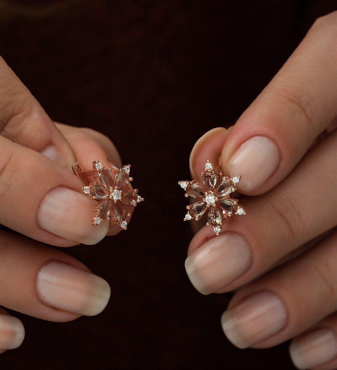 925 Sterling Silver Zultanite Flower Earrings for Women Elegant Silver ...