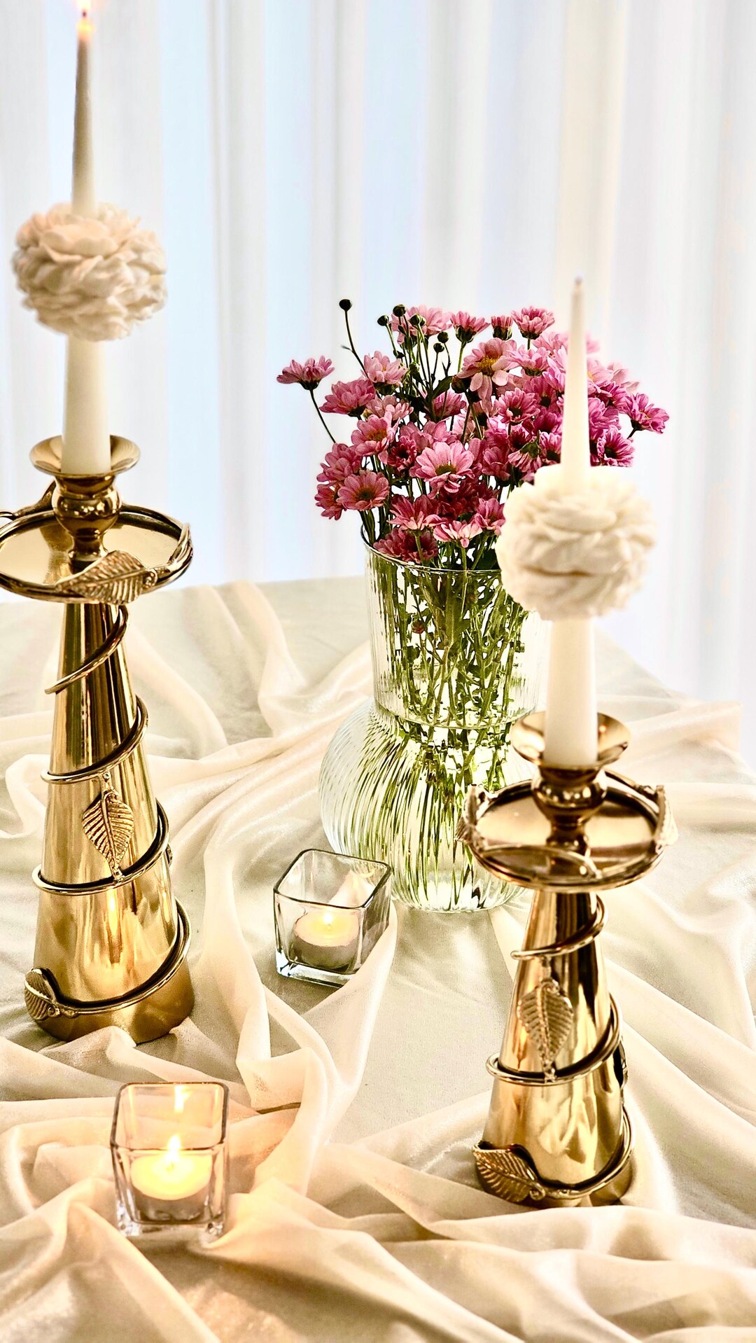 Elegant Gold Candle Holder Premium Aluminum Tapered Candle Stand Tall ...