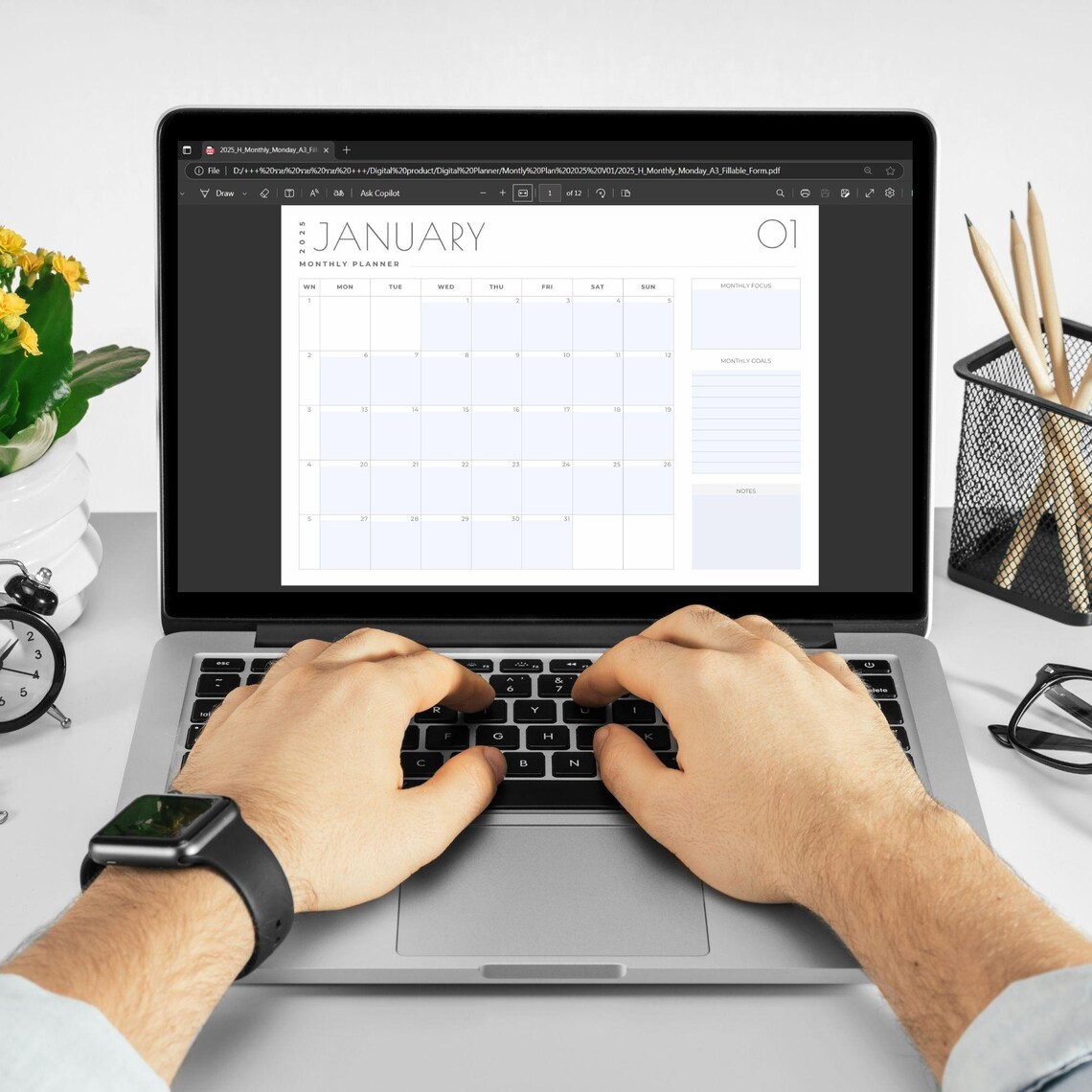 2025 Monthly Planner Printable and Fillable (A3, A4, A5, US Letter ...