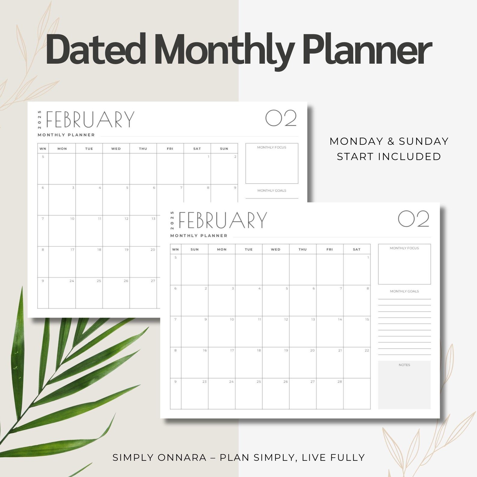 2025 Monthly Planner Printable and Fillable A3, A4, A5, US Letter ...