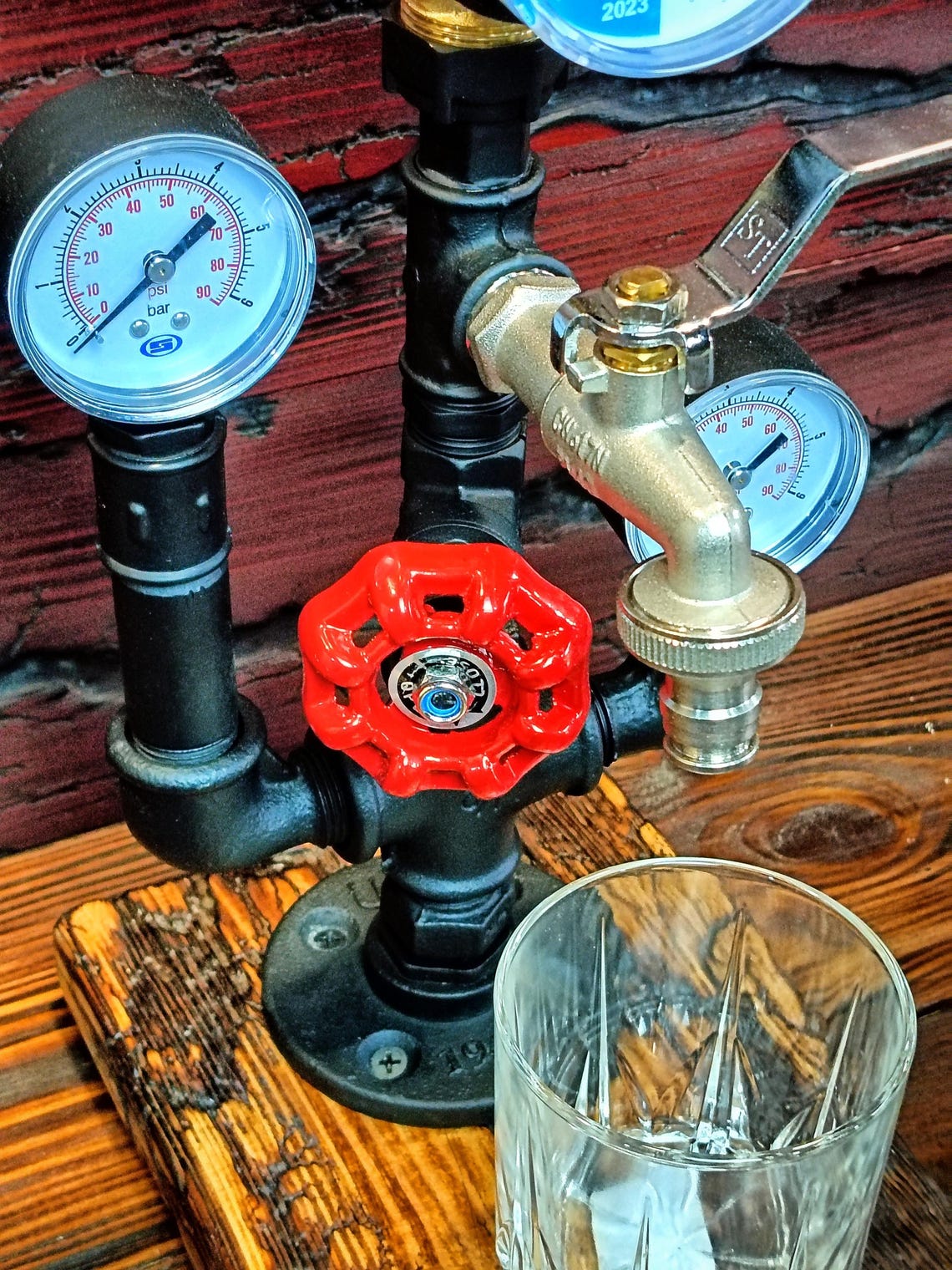 Alcohol Dispenser With Counter, LOFT Style, Steampunk Whiskey Dispenser ...