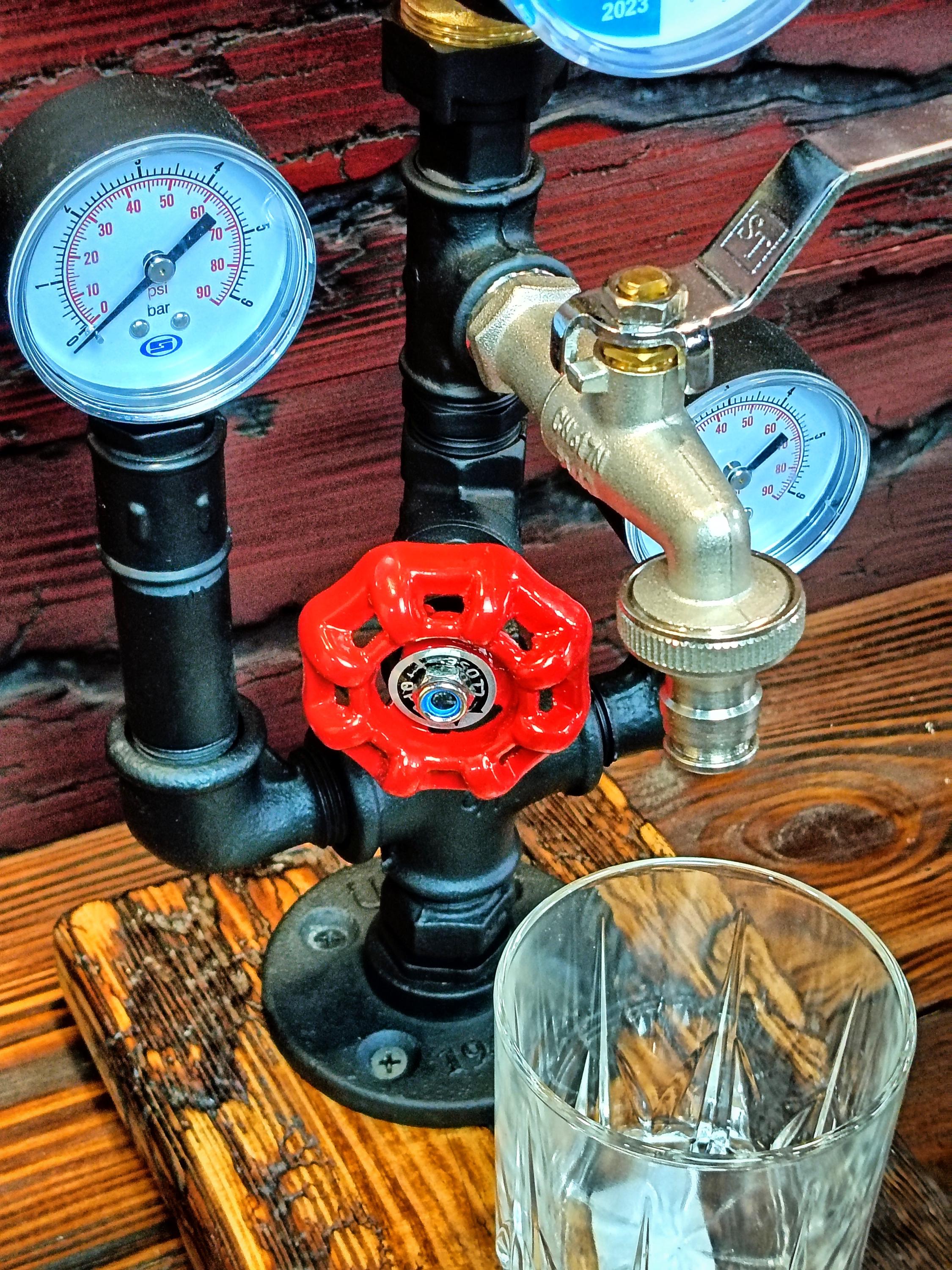 Alcohol Dispenser With Counter, LOFT Style, Steampunk Whiskey Dispenser ...