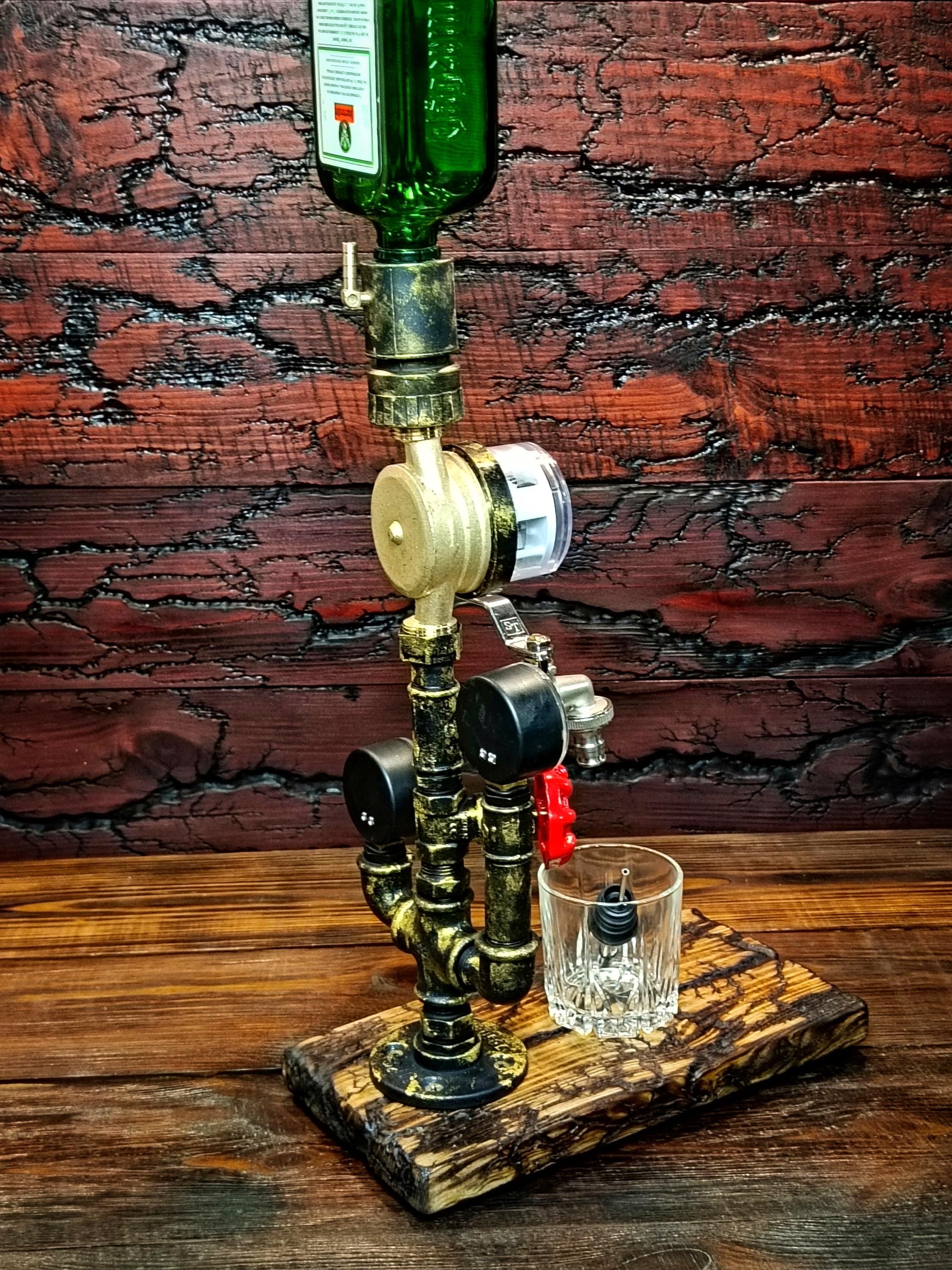 Alcohol Dispenser With Counter, LOFT Style, Steampunk Whiskey Dispenser ...