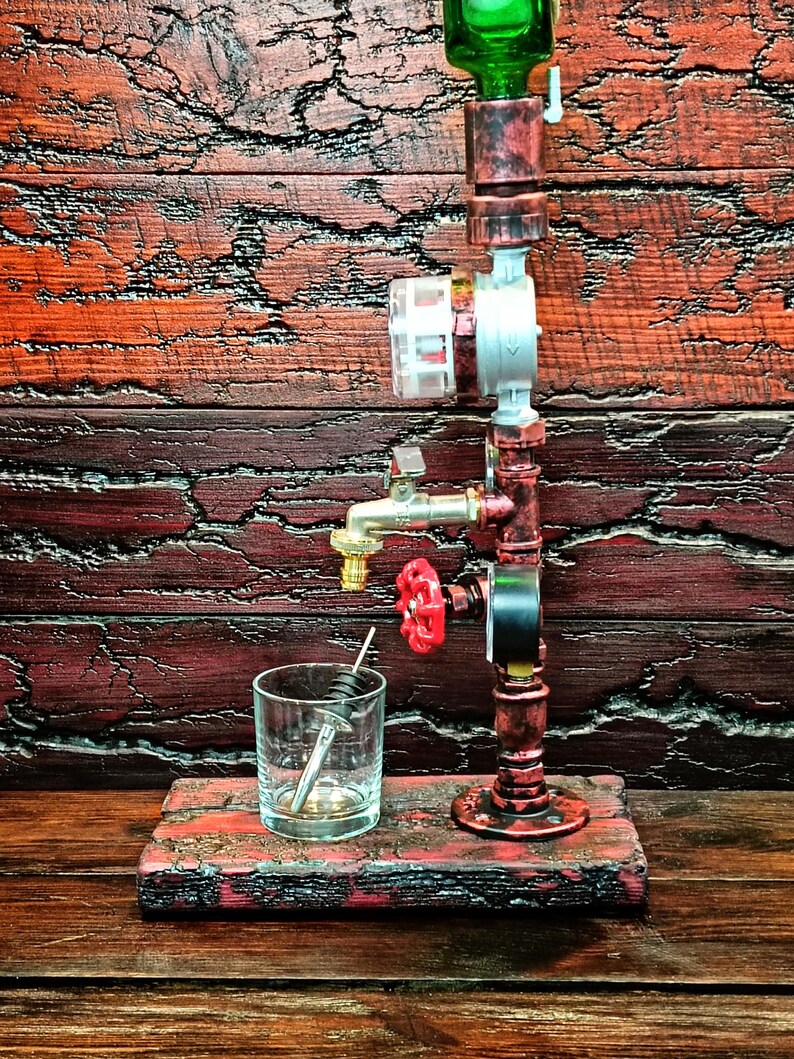Alcohol Dispenser With Counter, LOFT Style, Steampunk Whiskey Dispenser ...