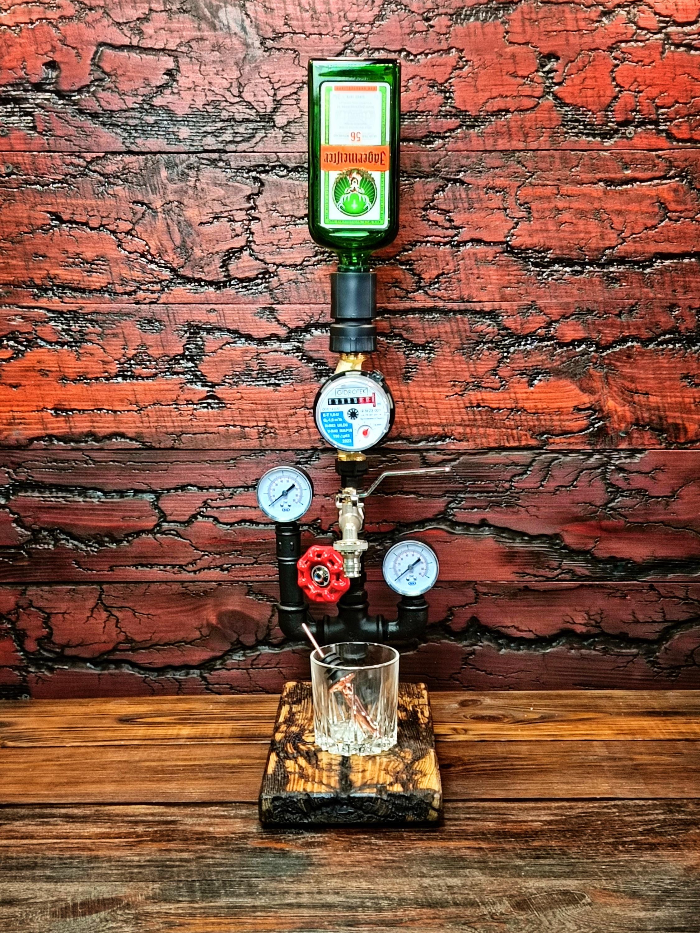 Alcohol Dispenser With Counter, LOFT Style, Steampunk Whiskey Dispenser ...
