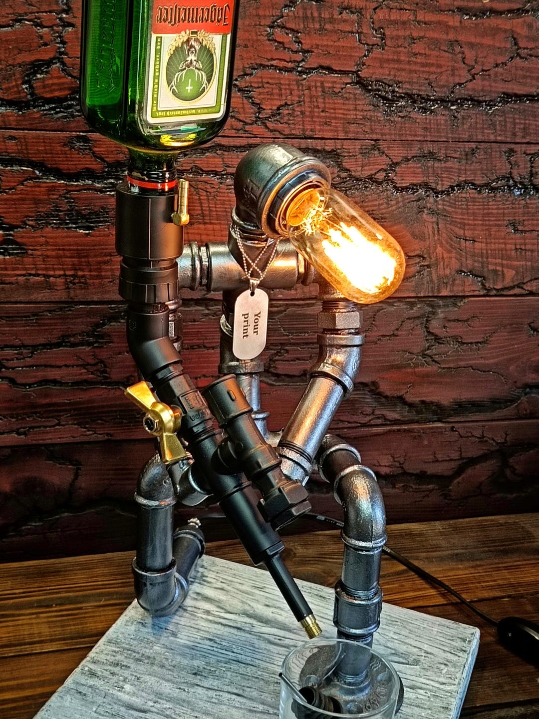 Steampunk Alcohol Dispenser Lamp, Industrial Liquor Tap Statue With ...
