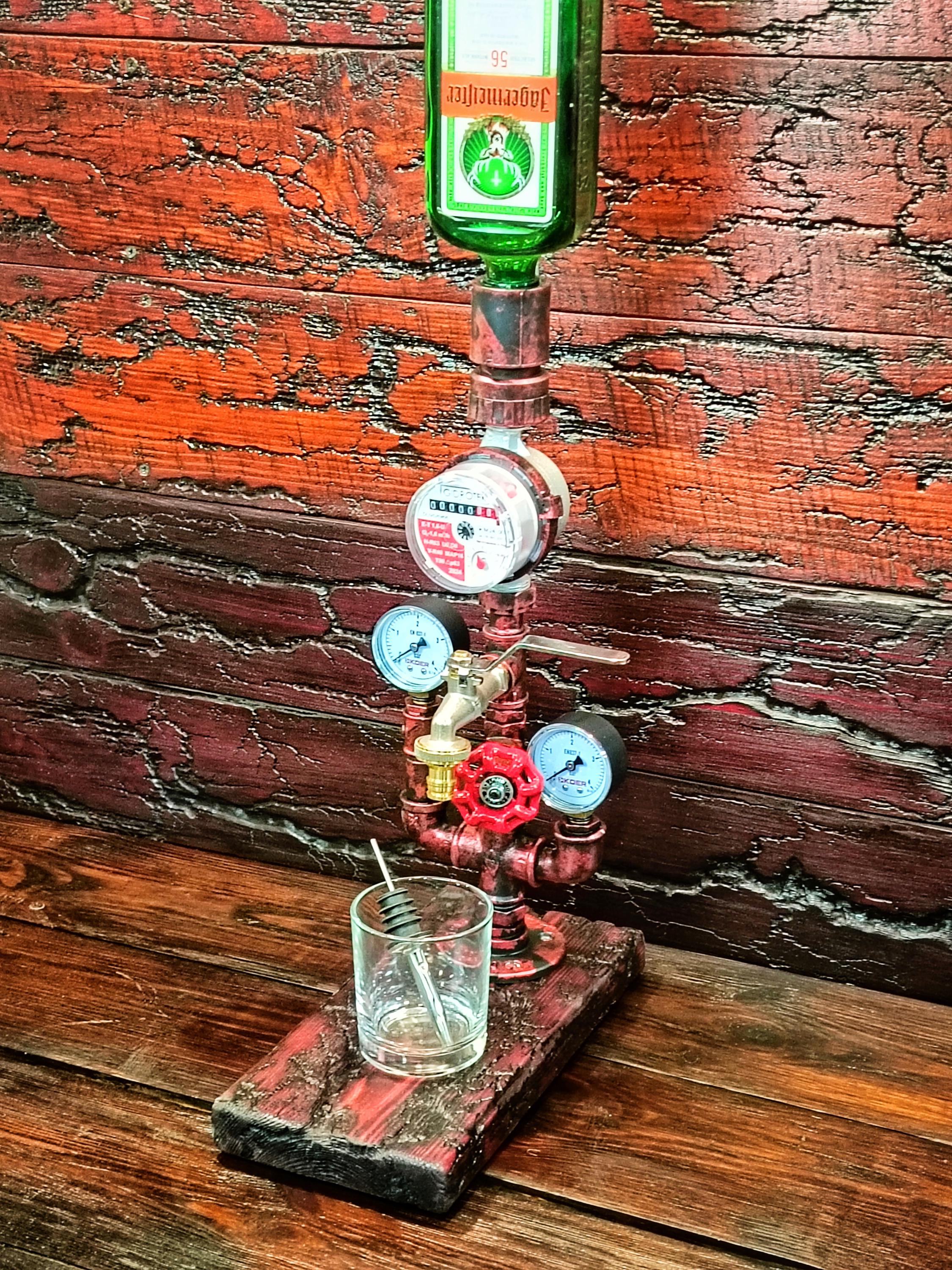 Alcohol Dispenser With Counter, LOFT Style, Steampunk Whiskey Dispenser ...