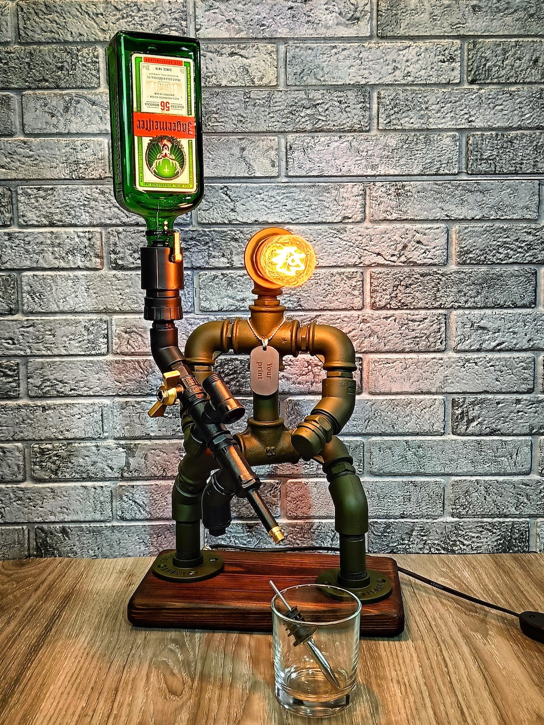 Steampunk Alcohol Dispenser Statue With Decorative Light, Free Engraved ...