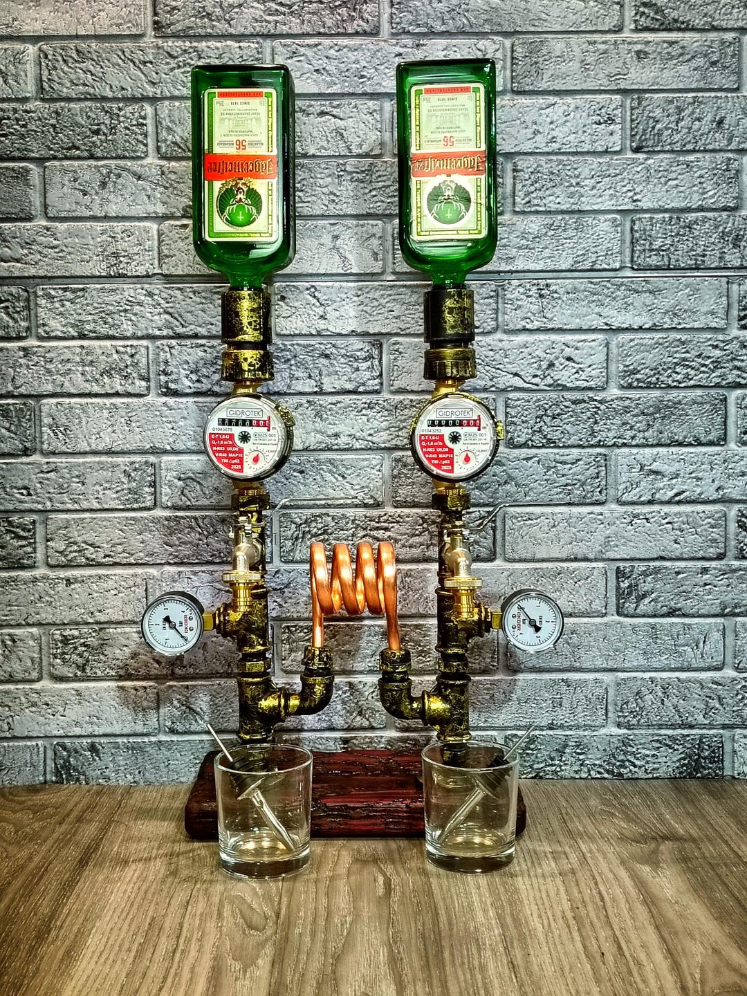 Steampunk Whiskey Dispenser Loft Style With Counter, Alcohol Pouring ...