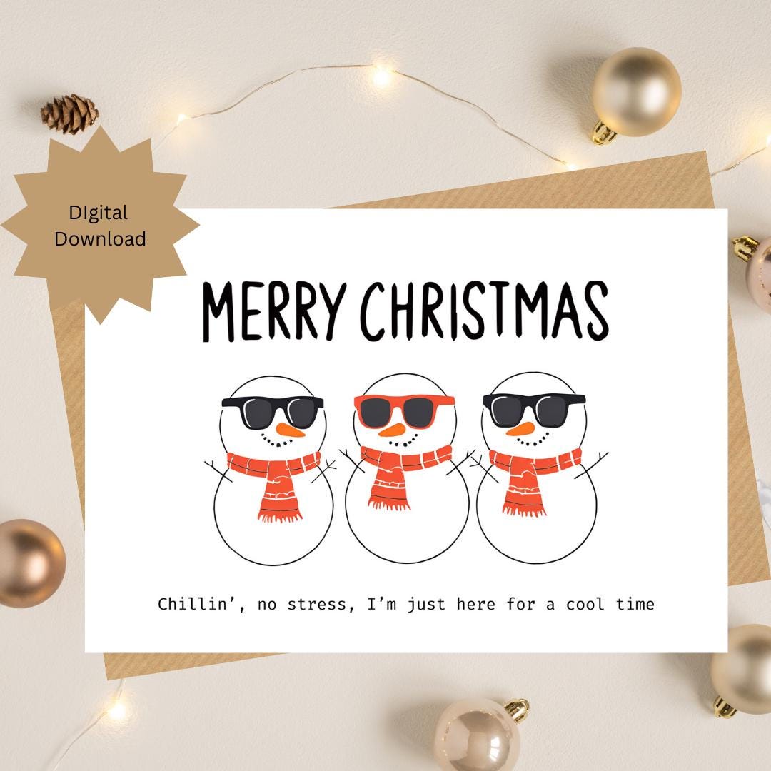 Funny Snowmen Christmas Card/ Printable Digital , Minimalistic Funny ...