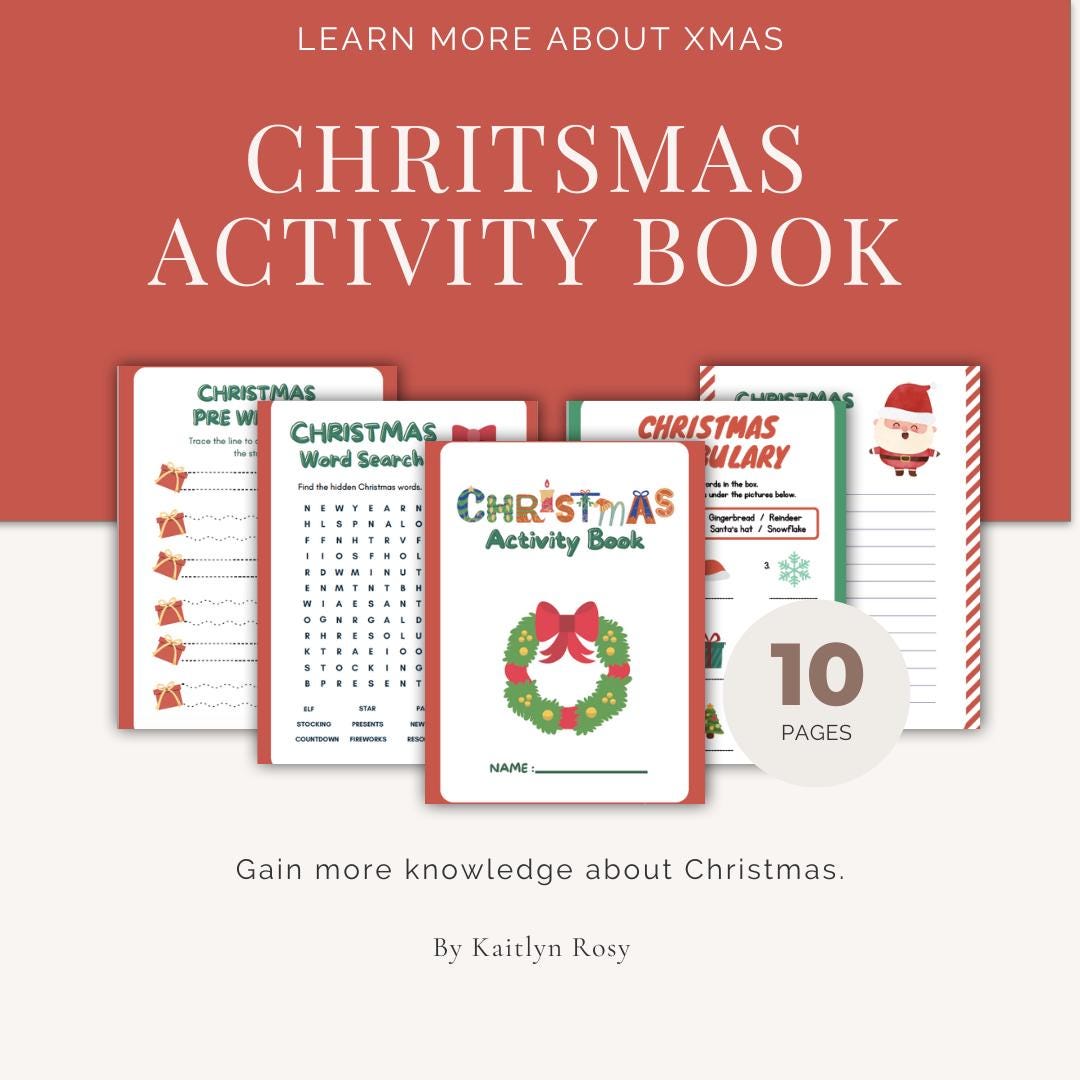 Christmas Activity Pages for Kids, Christmas Book,homeschool Printables ...