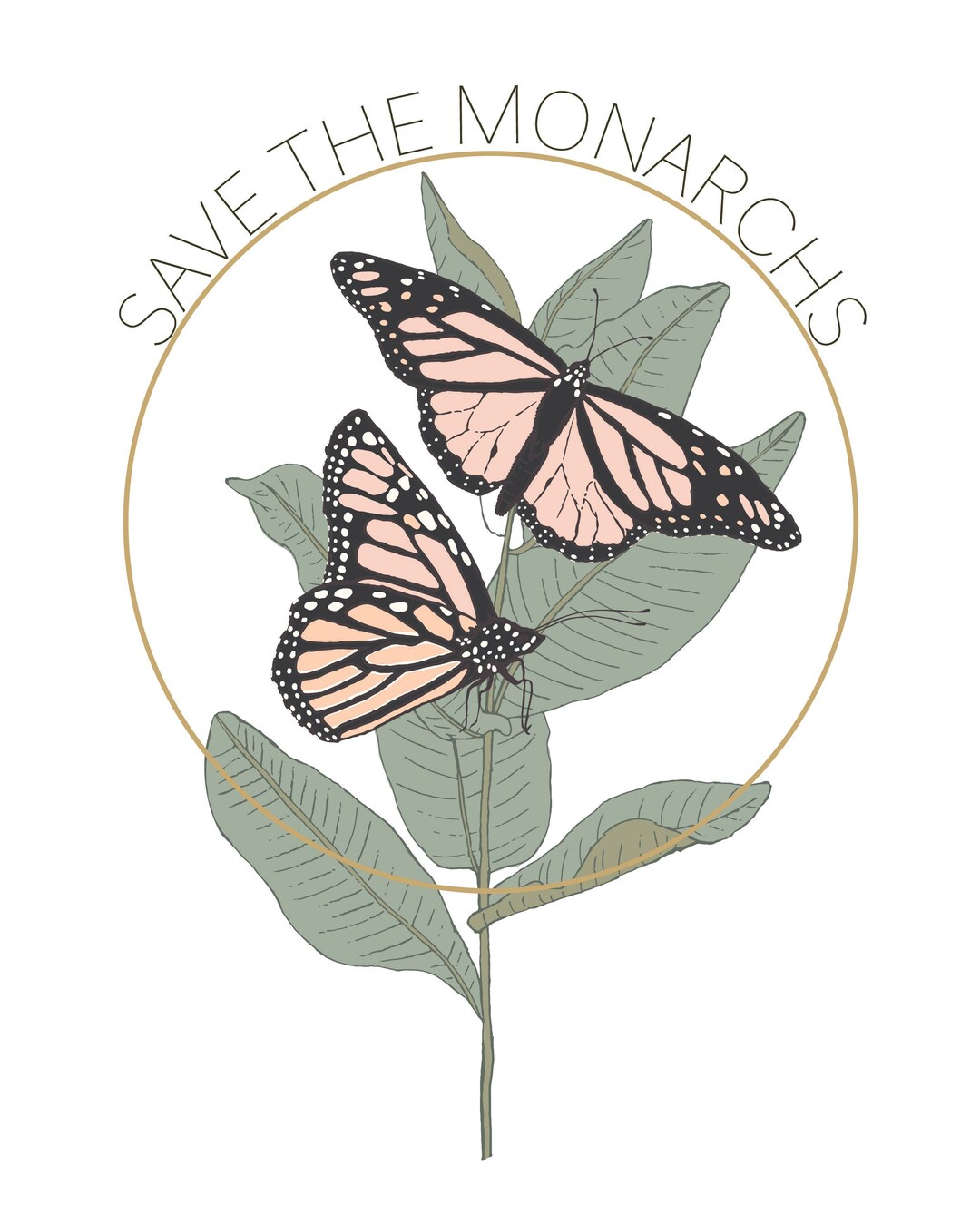 Save the Monarchs Art, Monarch Butterfly Art Print, Michigan Butterfly ...