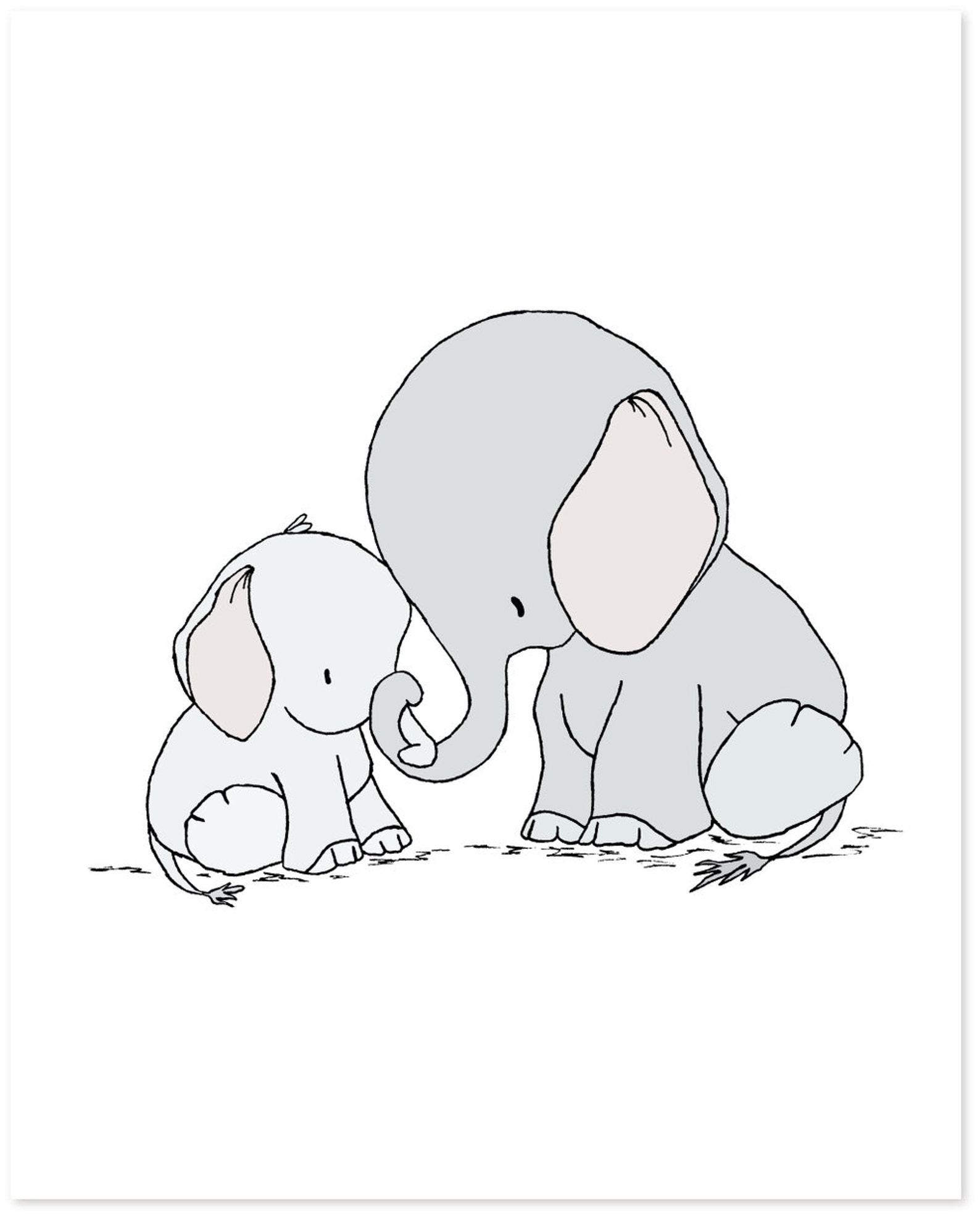 Elephant Nursery Art Print Elephant Mama and Baby You - Etsy