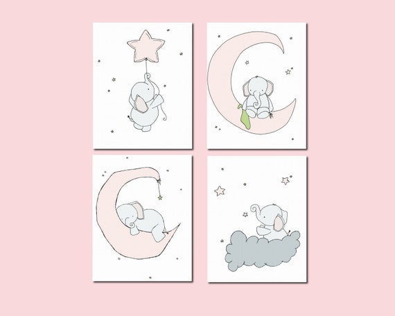 Elephant Nursery Art Nursery Decor Set of 4 Prints | Etsy