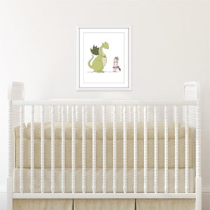Girl and Dragon Art, Girl Meets Dragon Nursery Art Print, Kids ...