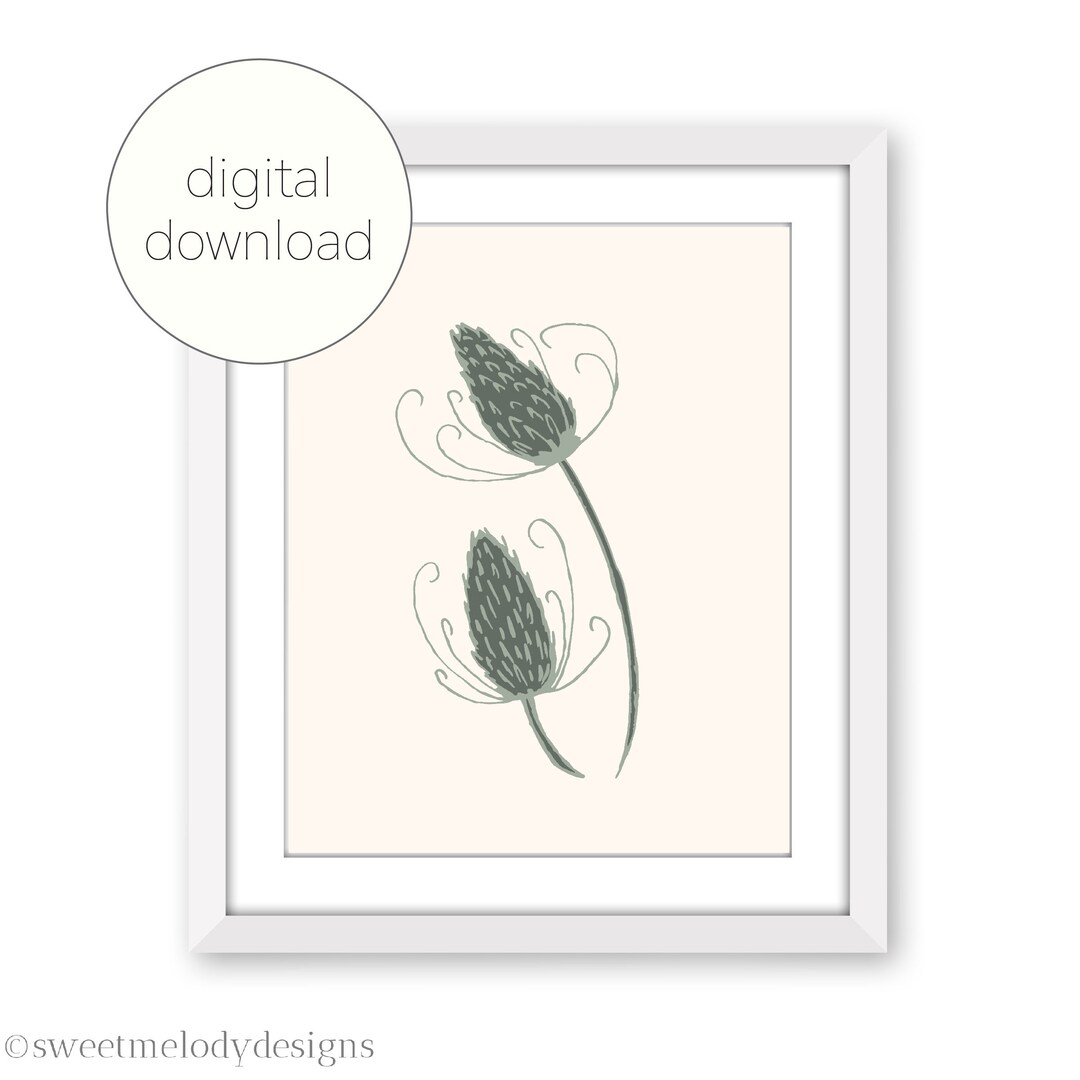 Wildflower Teasel Printable Art, Printable Floral Art Print, Digital ...