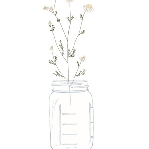 Floral Farmhouse Art Print - Flowers in a Mason Jar - Country Farmhouse ...