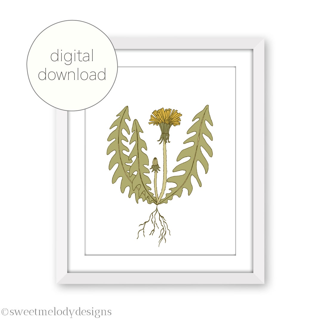 Wildflower Dandelion Printable Art, Printable Floral Art Print, Digital ...