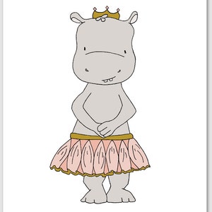 Hippo Nursery Art - Hippo Ballerina - Hippo Princess - Nursery Decor ...