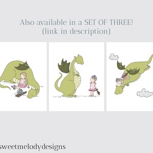 Girl and Dragon Art, Girl Meets Dragon Nursery Art Print, Kids ...